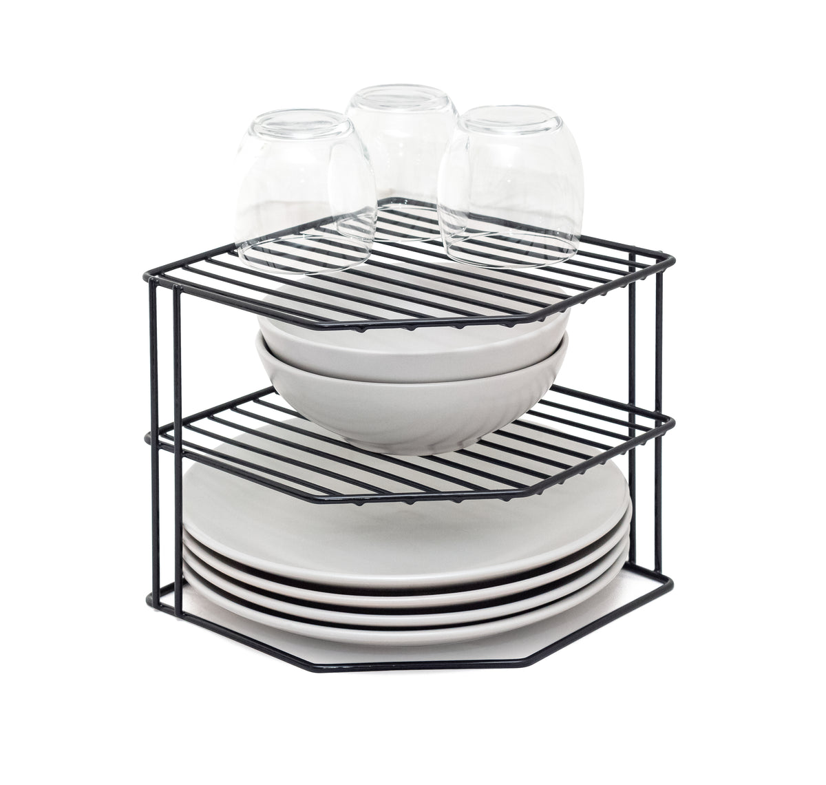 3 Tier Plate Rack - Kitchen Cupboard Organiser – Black – simplywire