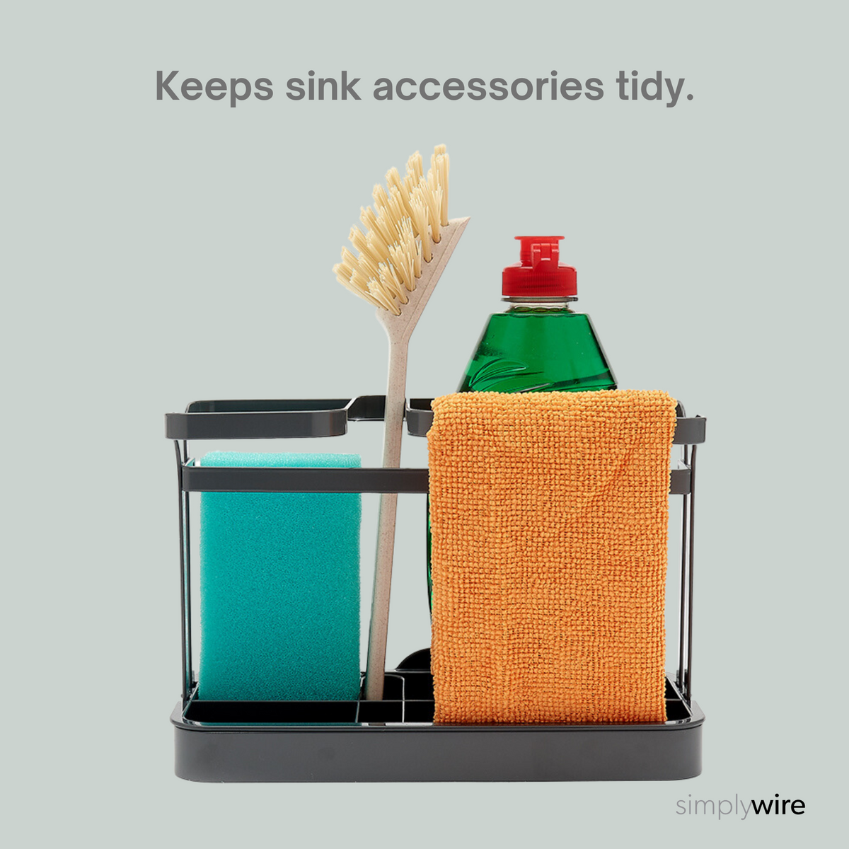 Sink Tidy/Caddy – Retro Flat Wire Kitchen Sink Organiser – Grey ...