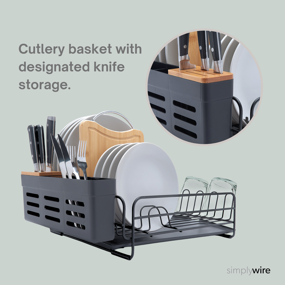 Premium Dish Drainer – Plate Drying Rack with Cutlery Holder & Drip Tr ...