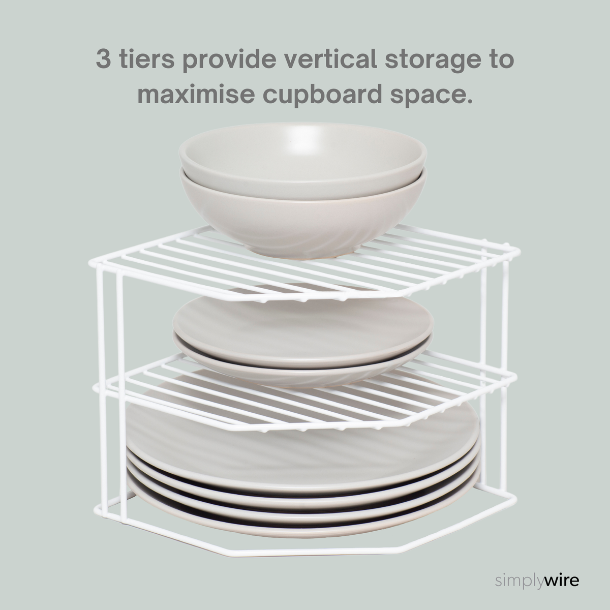 3 Tier Plate Rack - Kitchen Cupboard Organiser – White – simplywire