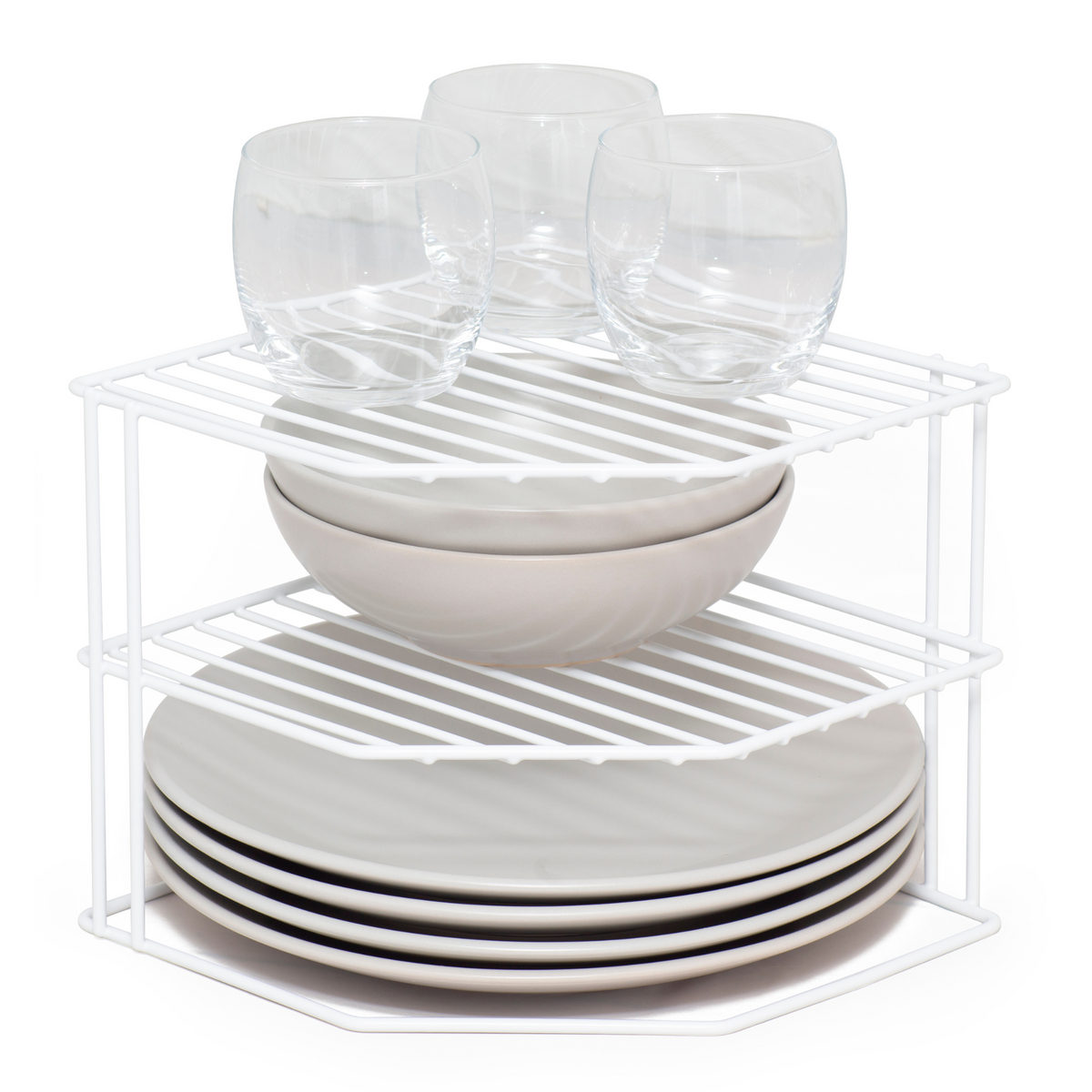 3 Tier Plate Rack - Kitchen Cupboard Organiser – White – simplywire